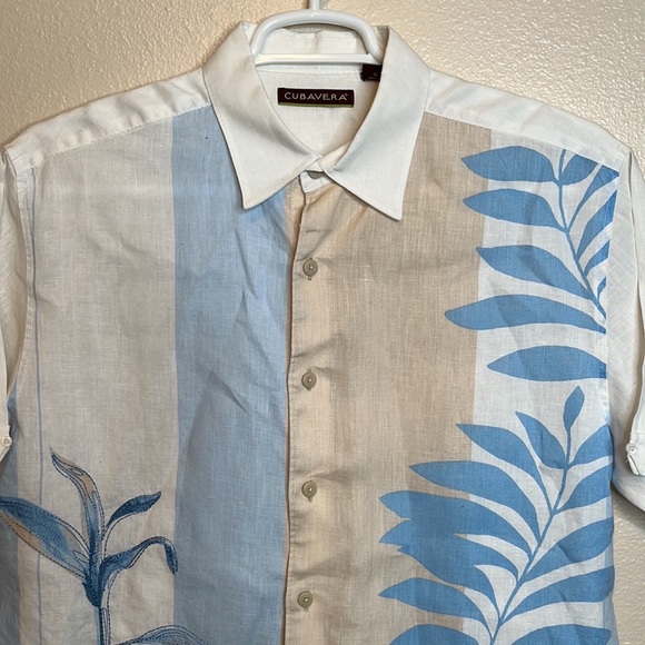 Cubavera | Shirts | Cubavera 0 Linen Casual Leafy Button Up Shirt Size ...
